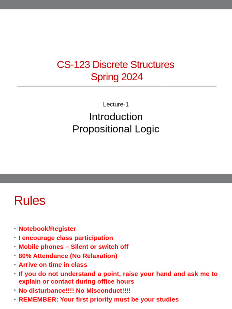 Discrete Structures Lecture 1.. | PDF | If And Only If | Logic