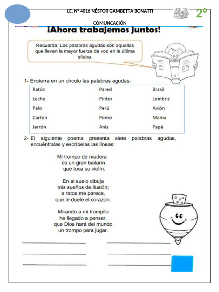 FICHAS - El Acento y Palabras Agudas | PDF