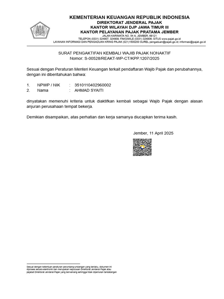 STATUS UPDATE NOTIFICATION LETTER REACTIVATION A 05 DOC003b | PDF