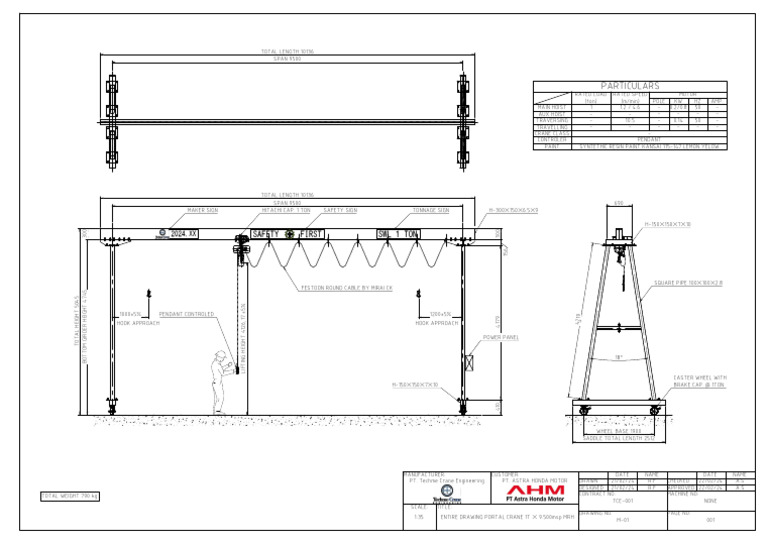 TCE-001 (1) AHM ENTIRE DRAWING PORTAL CRANE 1 TON-a2 (REV.1) | PDF ...