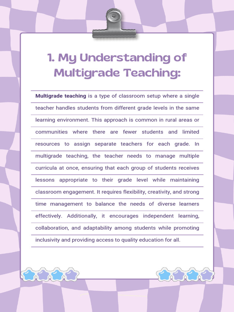 My Idea of A Multigrade Teaching | PDF | Teachers | Learning