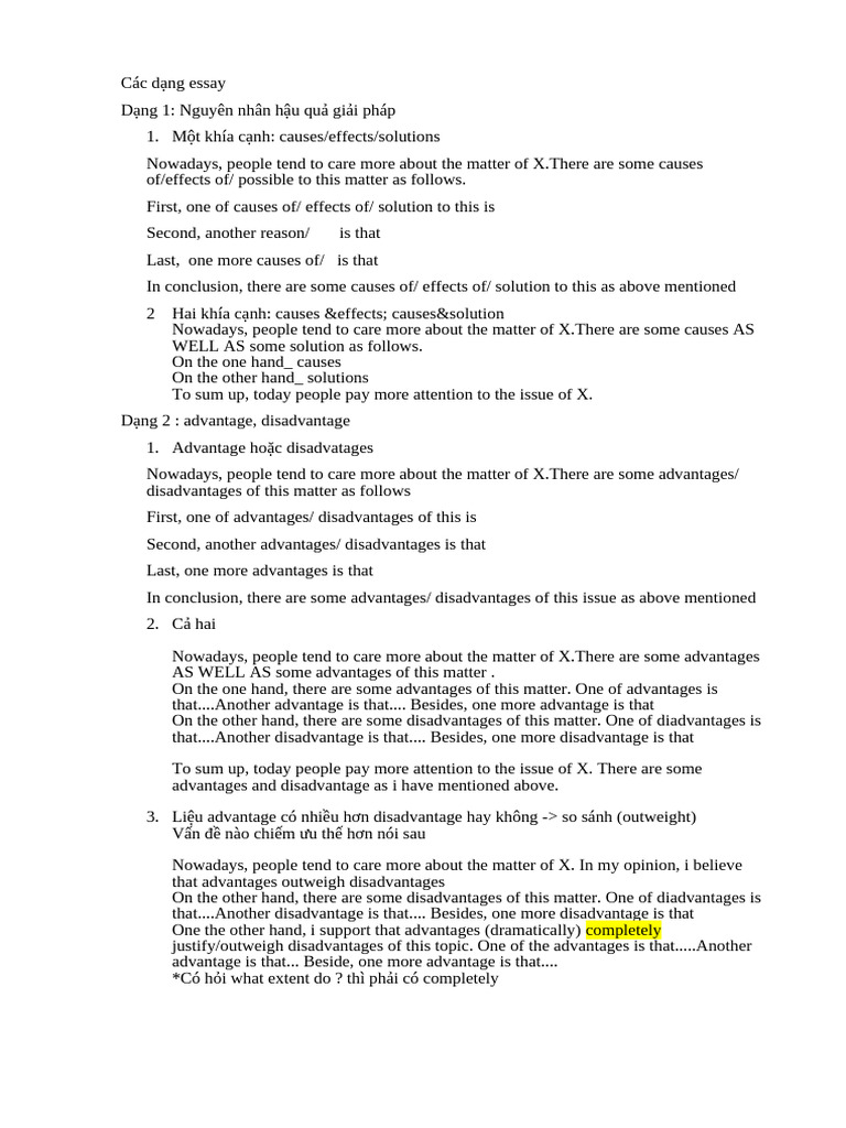 Các D NG Essay | PDF