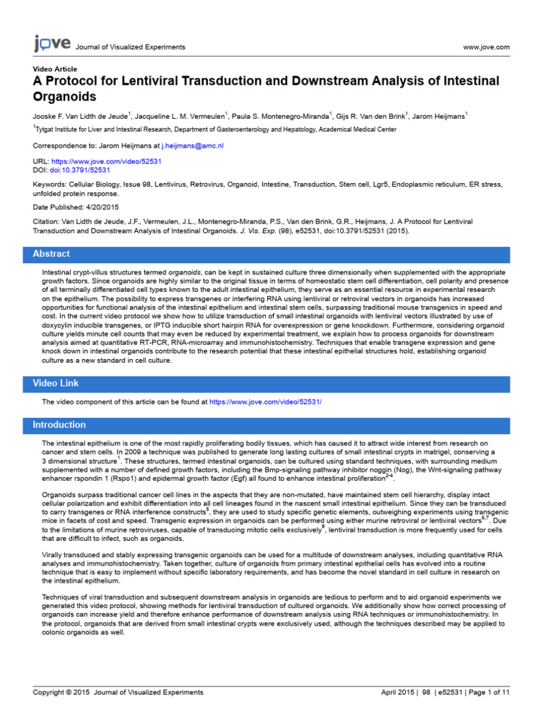 Establishment of Human Epithelial Enteroids and Colonoids From Whole ...