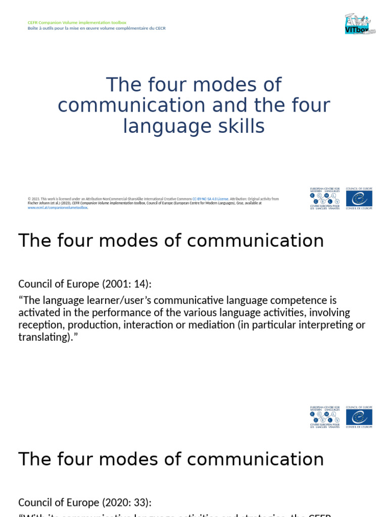 Mod4 1.2.2.VITbox Four Modes of Comm and Four Skills en PPTX Marie Bearb | PDF | Communication ...