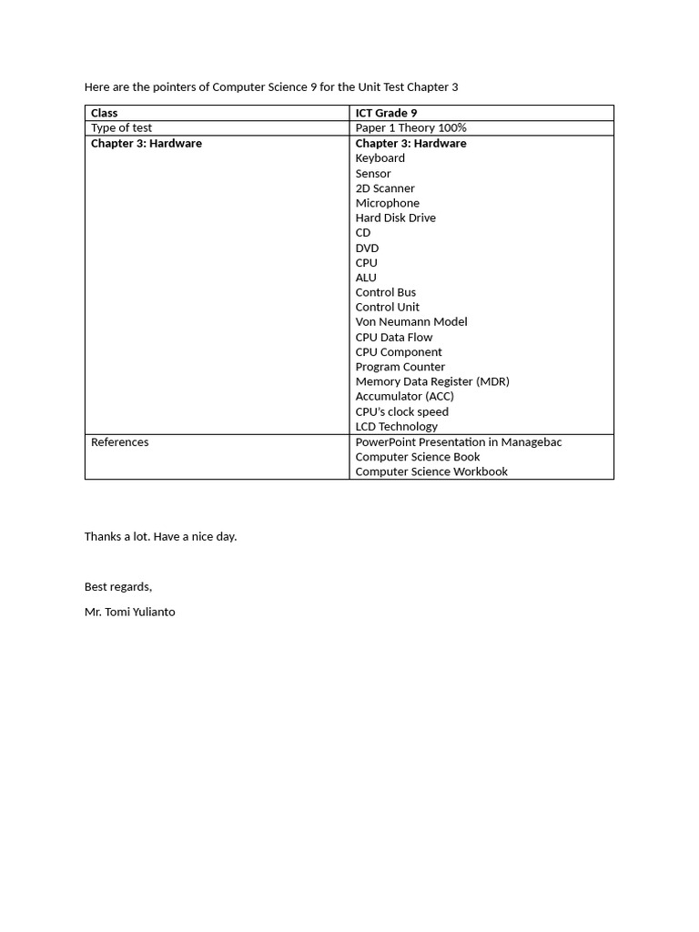 Year 9 Pointers For Review | PDF