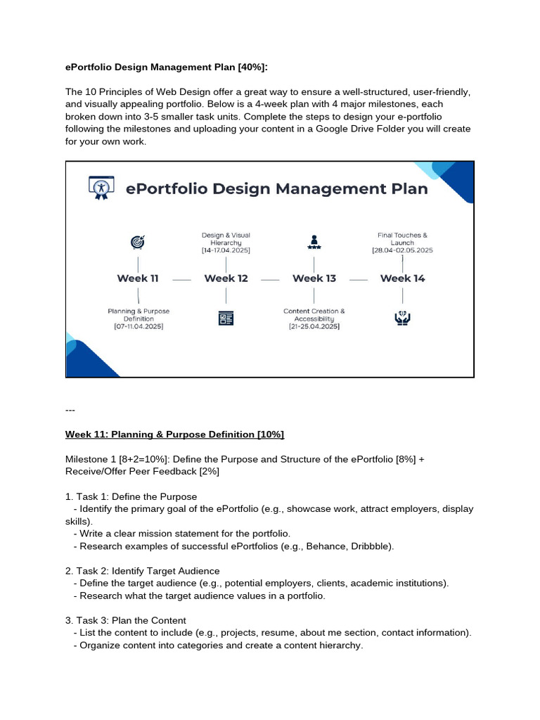 EPortfolio Design Management Plan 2025Sp | PDF | Web Design | Page Layout