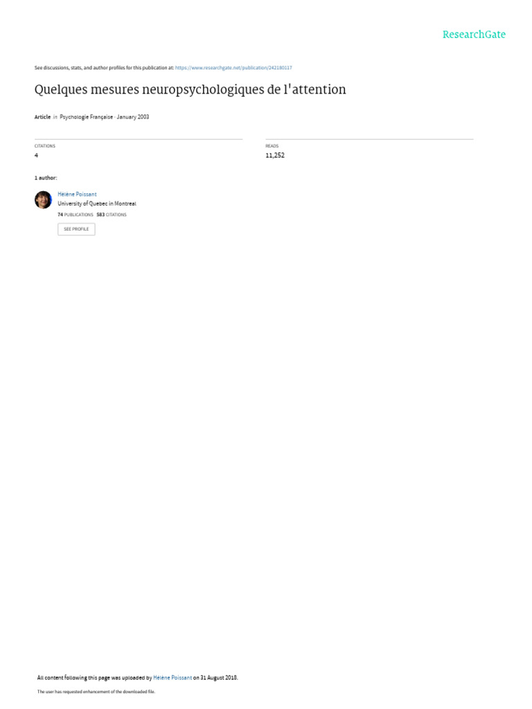 Mesures neuropsychologiques de l'attention | PDF | Attention | Mémoire