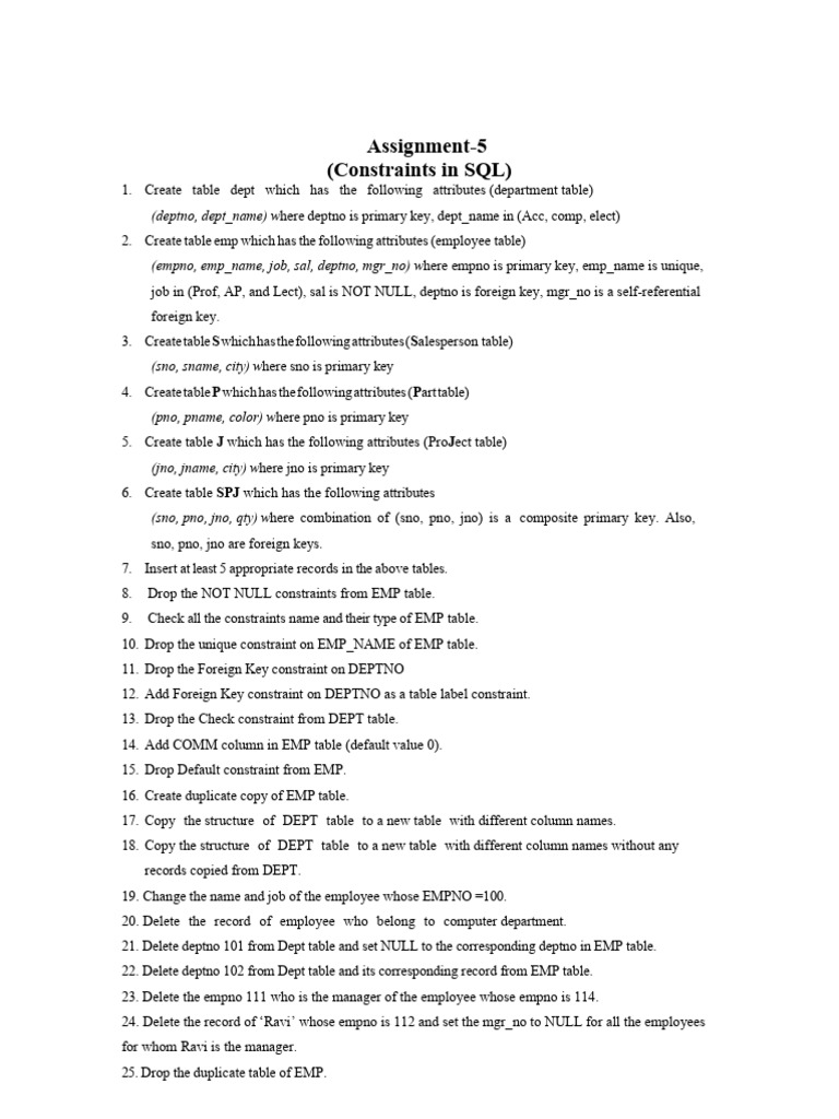 Assignment-5 Constraints | PDF