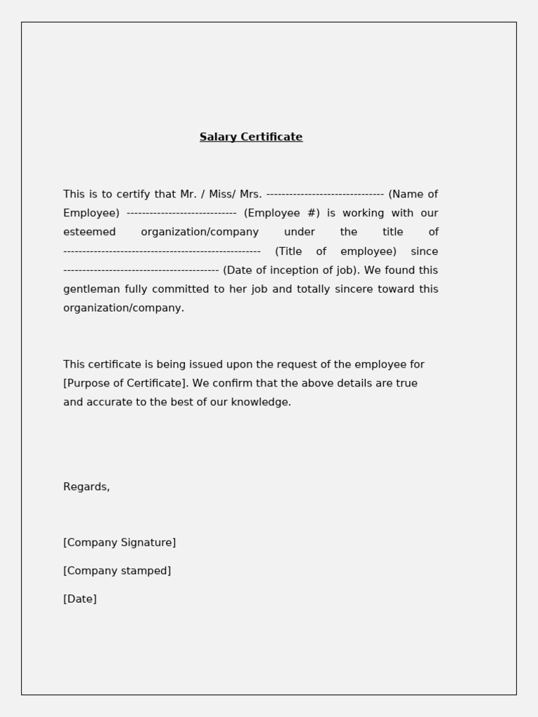 Salary Certificate | PDF
