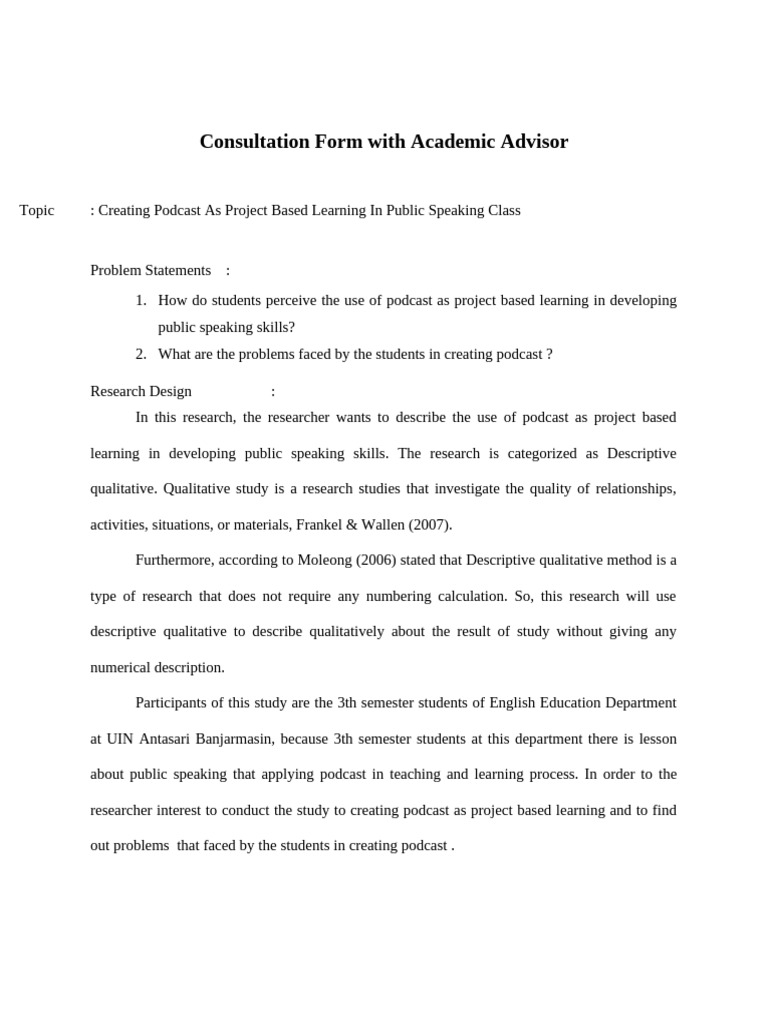 Consultation Form With Academic Advisor | PDF | Learning | Cognition