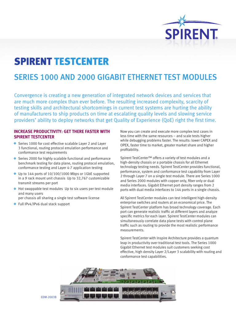 Spirent TestCenter Gigabit Ethernet Modules | PDF | Computer Network ...