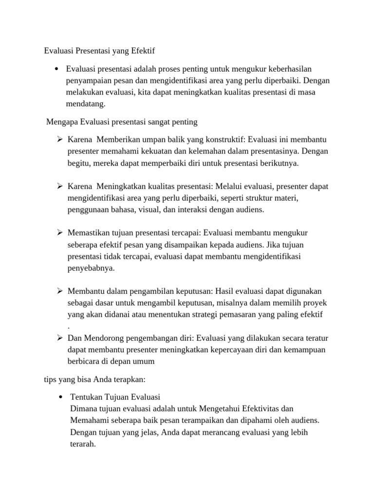 Evaluasi Presentasi Yang Efektif | PDF