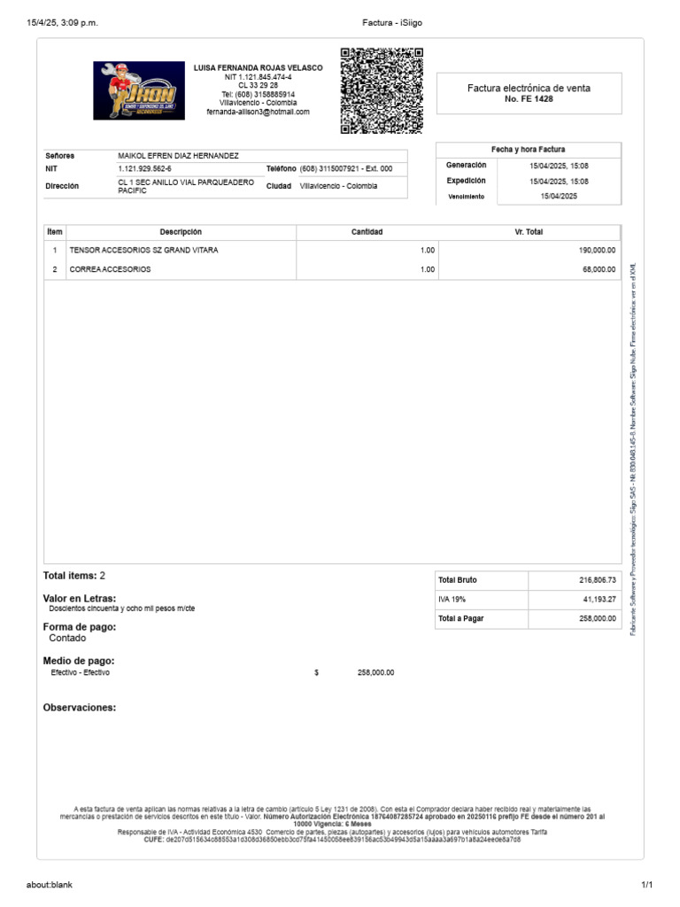 Factura Maikol Efren 1 | PDF