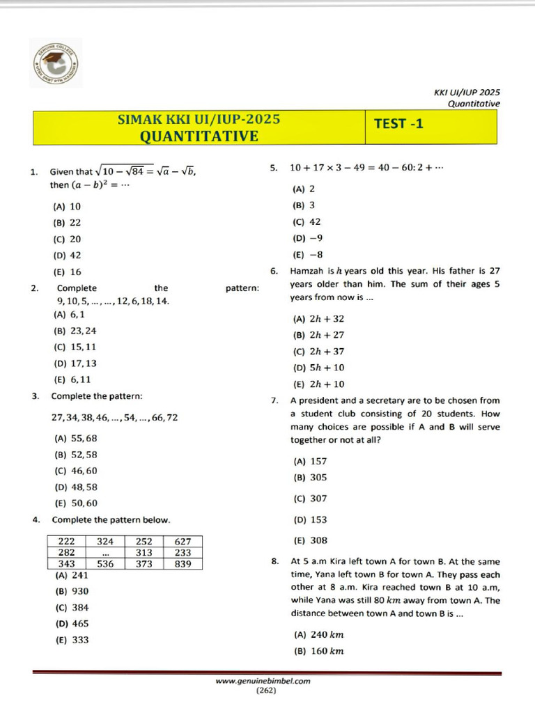 QR Simak Kki Set 1 | PDF