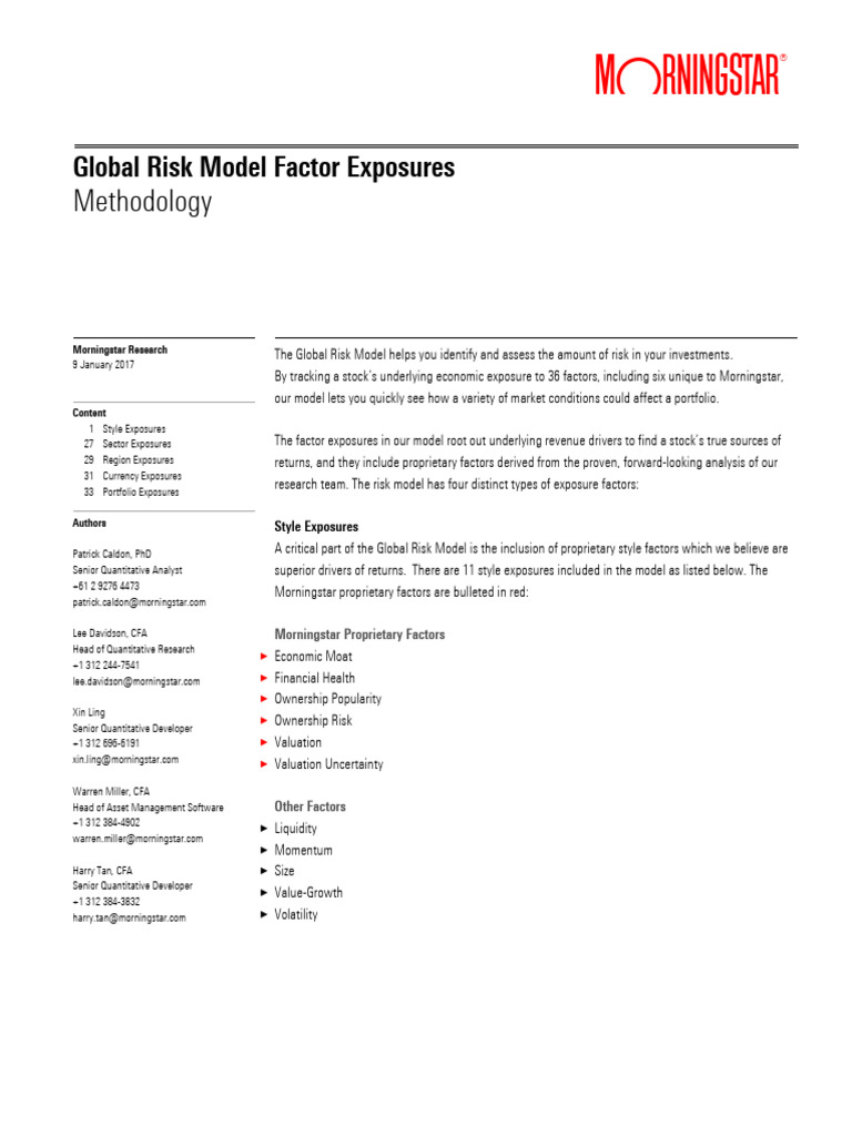 Global Risk Model Factor Exposures Methodology | PDF | Valuation ...