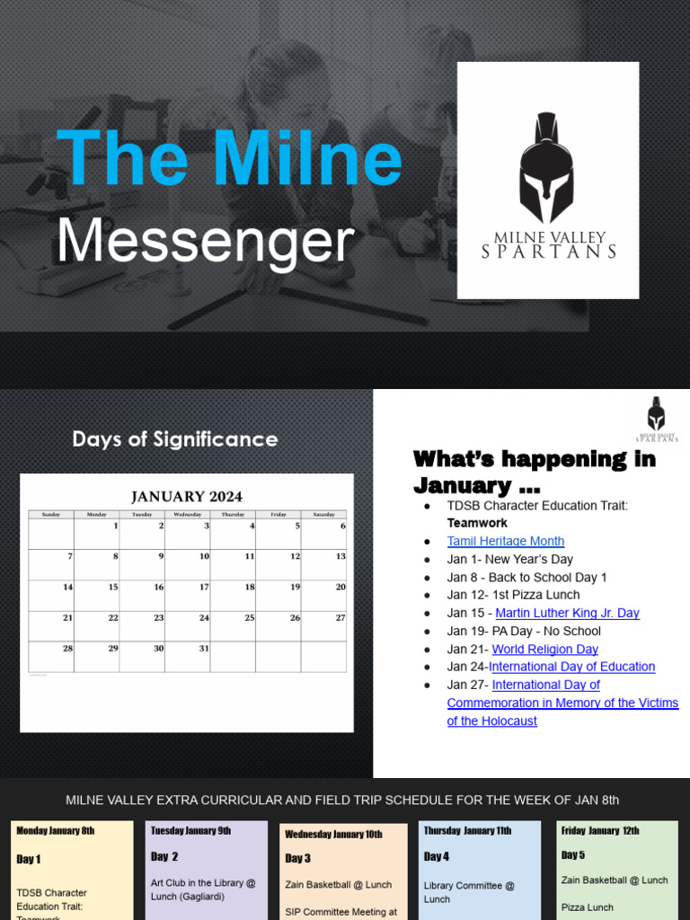 Milne Messenger - Week of Jan 8 | PDF | Neurodevelopmental Disorders