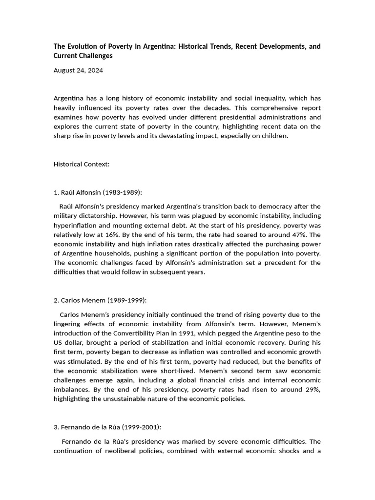 The Evolution of Poverty in Argentina | PDF | Poverty | Poverty ...