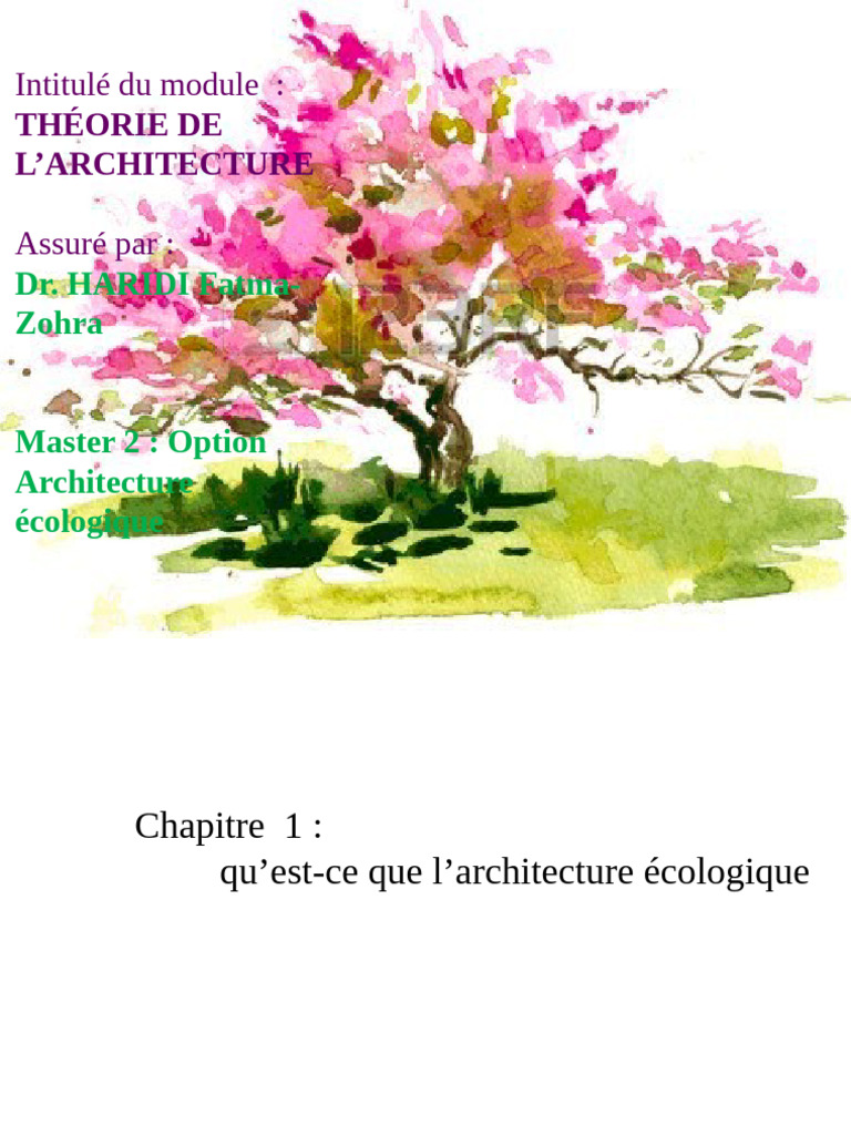 Chapitre 1 Théorie de L'architecture Écologique | PDF | Architecture ...