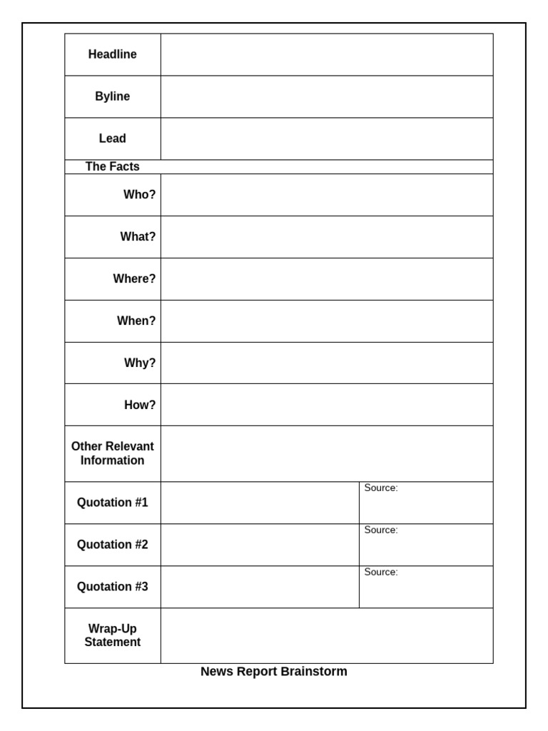 NewsReport Planning | PDF