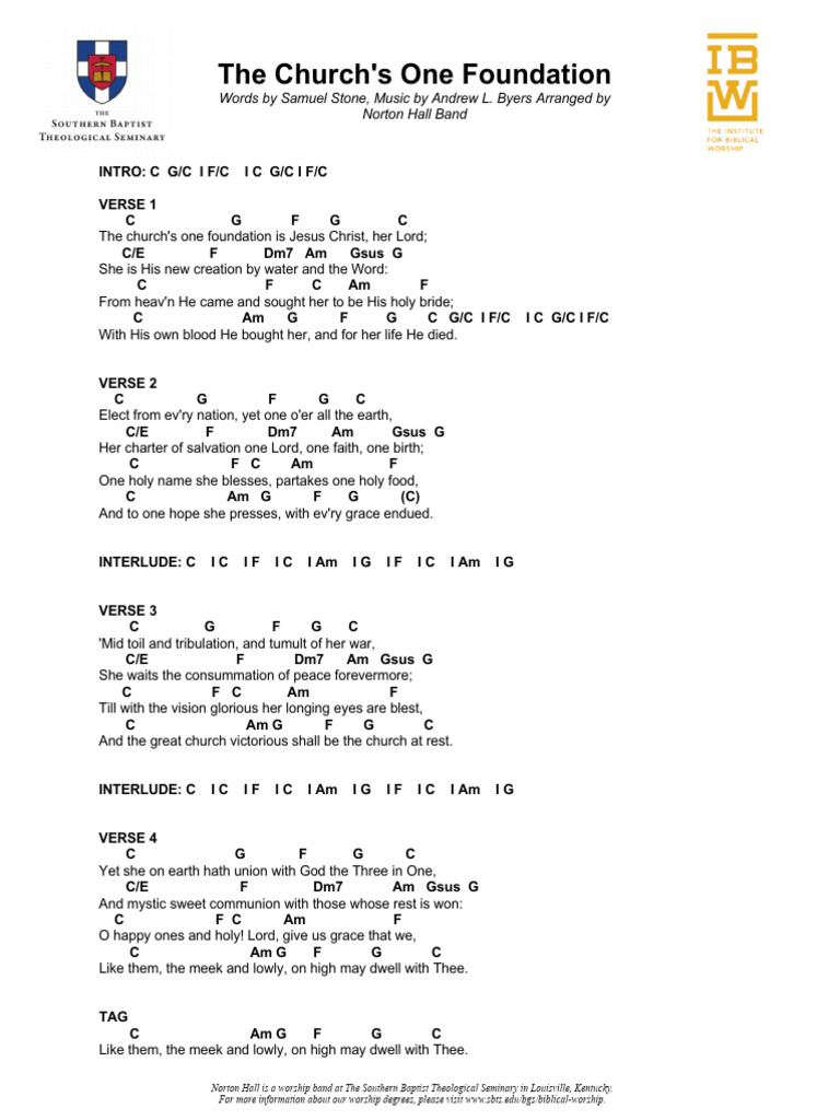 The Church's One Foundation Lyrics | PDF | Abrahamic Religions | Theology