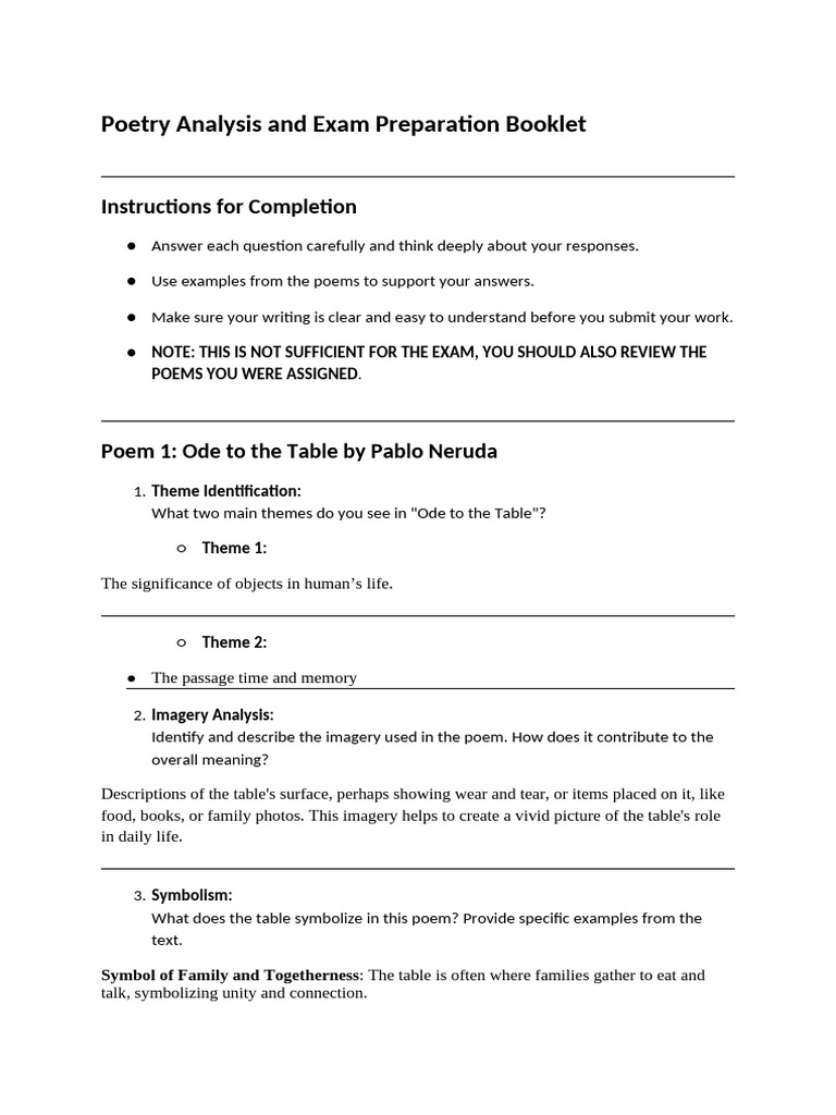 Poetry Analysis Exam Prep Guide | PDF | Poetry