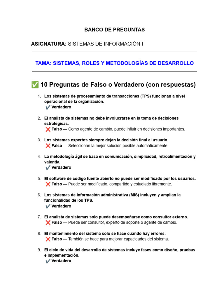 BANCO DE PREGUNTAS (1) | PDF | Lenguaje de modelado unificado | Software