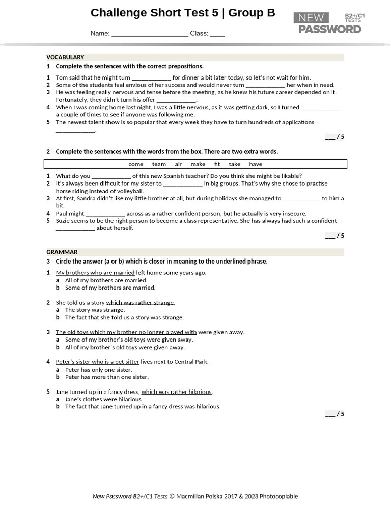 New Password B2 C1 CST 5B | PDF | Language Mechanics | Syntax