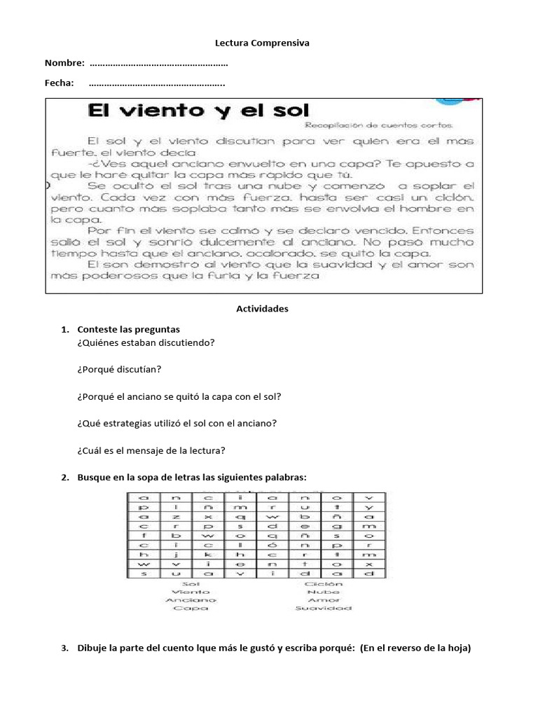 Actividades de Lectura Comprensiva | PDF