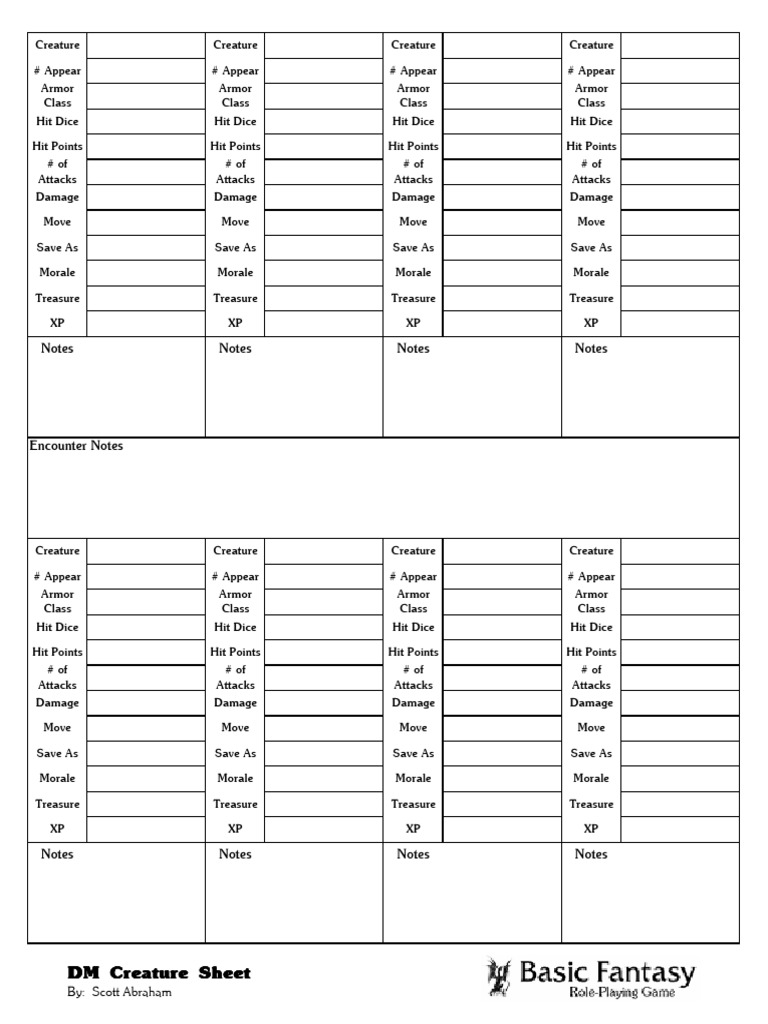 DM Creature Sheet Overview | PDF