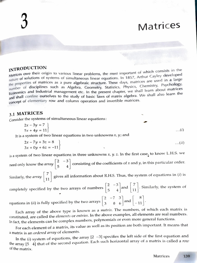 Matrices Class 12 | PDF