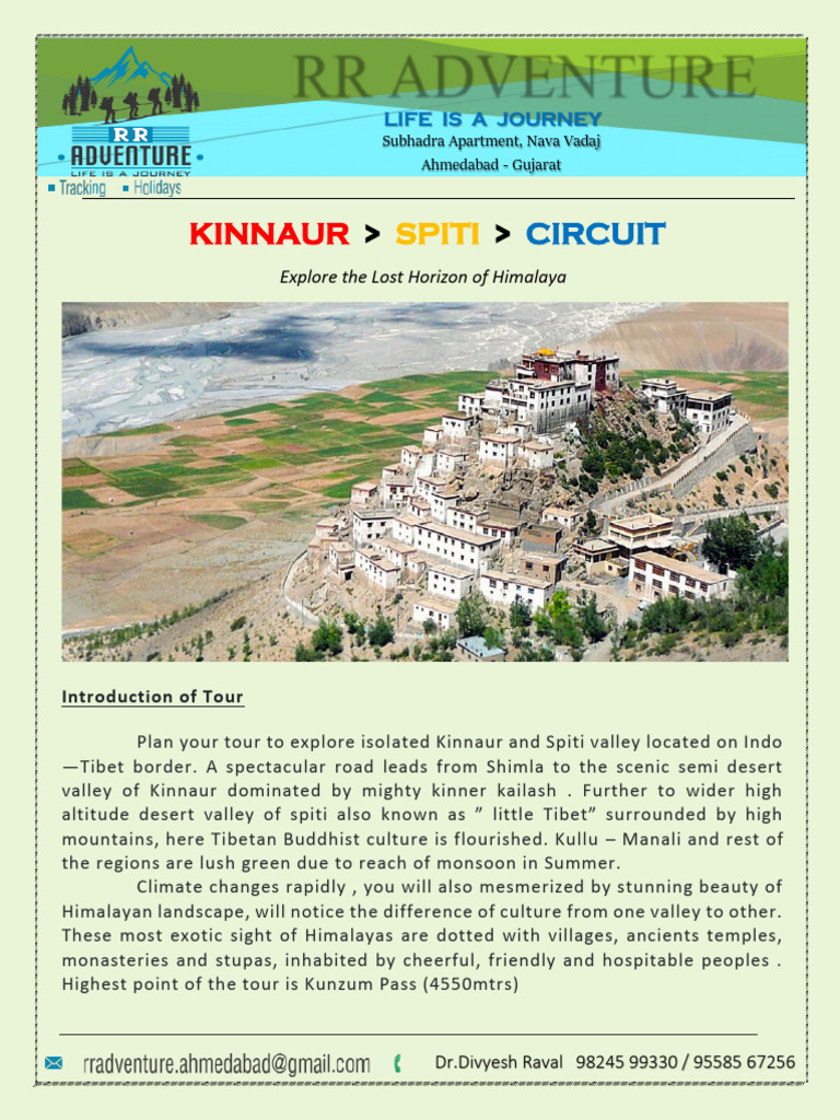 Spiti (Shimla-Manali) Circuit 2025 | PDF | Himalayas