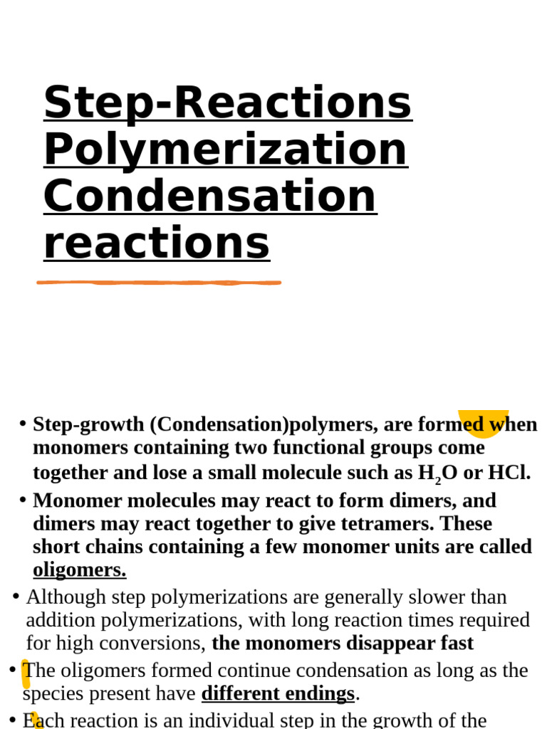 Step-Reaction Polymerization Overview | PDF | Polyester | Polymers