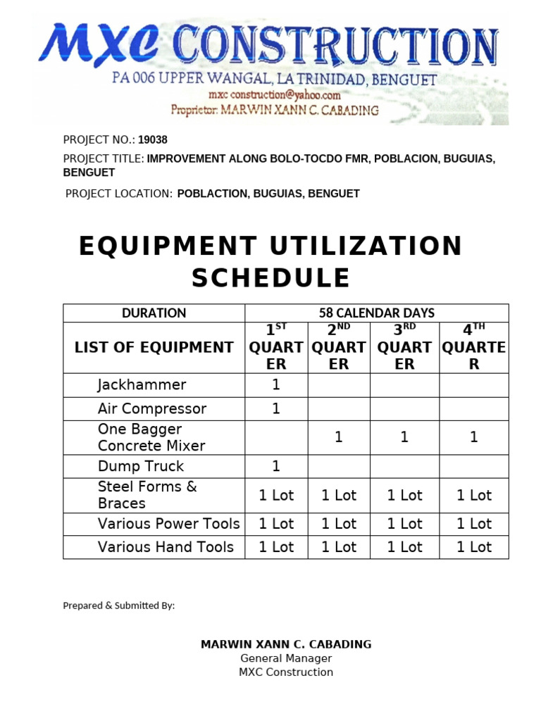 Construction Project Schedules in Benguet | PDF
