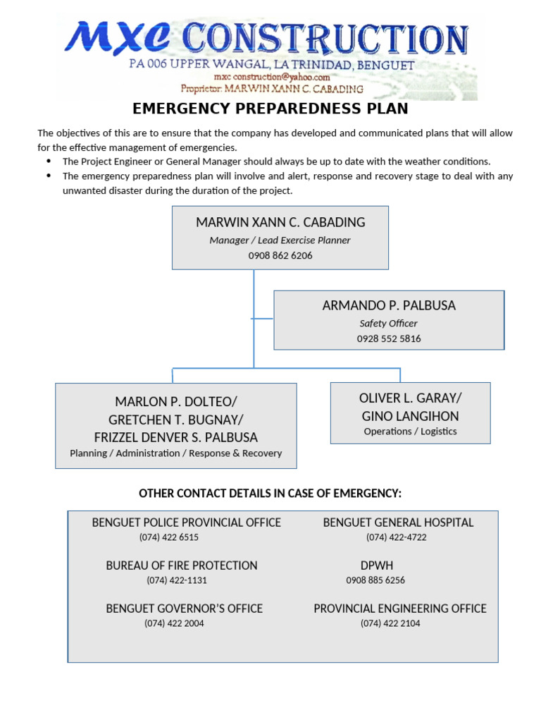 Emergency Preparedness Plan Overview | PDF