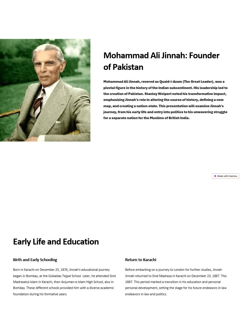 Jinnah's Journey: Founder of Pakistan | PDF | Muhammad Ali Jinnah ...