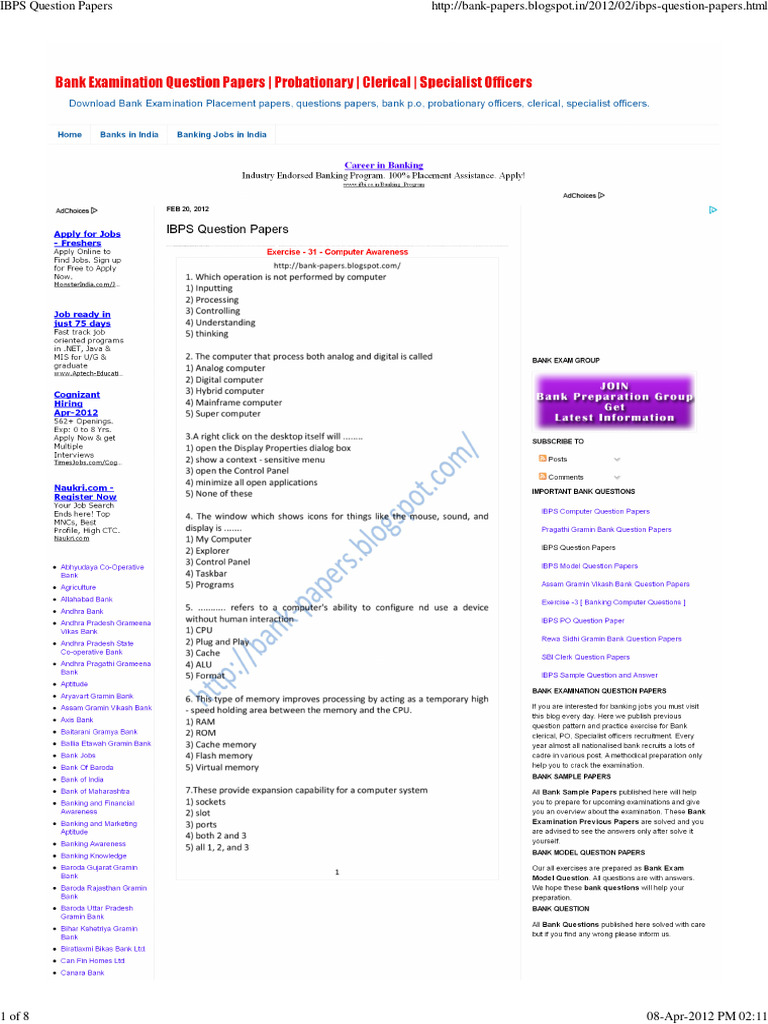 IBPS Question Papers | PDF