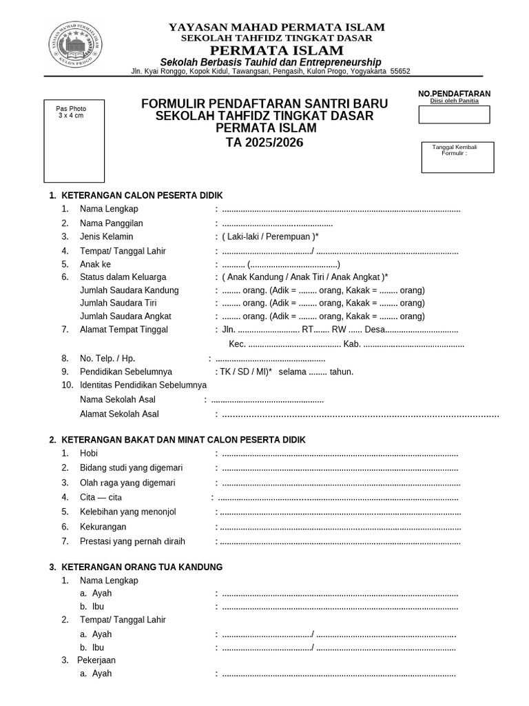 Formulir PSB 2025-2026 | PDF