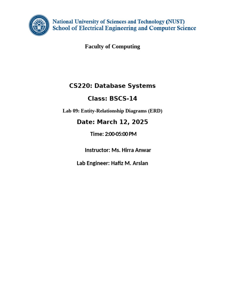 Lab 09 - Entity-Relationship Diagrams (ERD) | PDF | Information ...