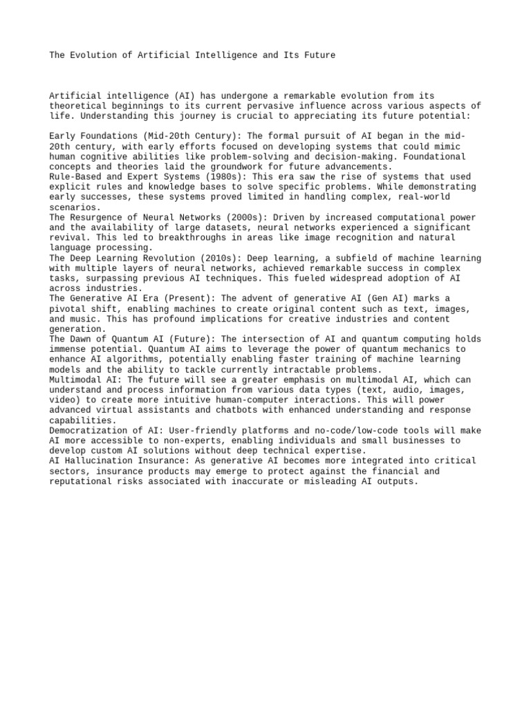 Ai Evolution Past Present Future Pdf Artificial Intelligence