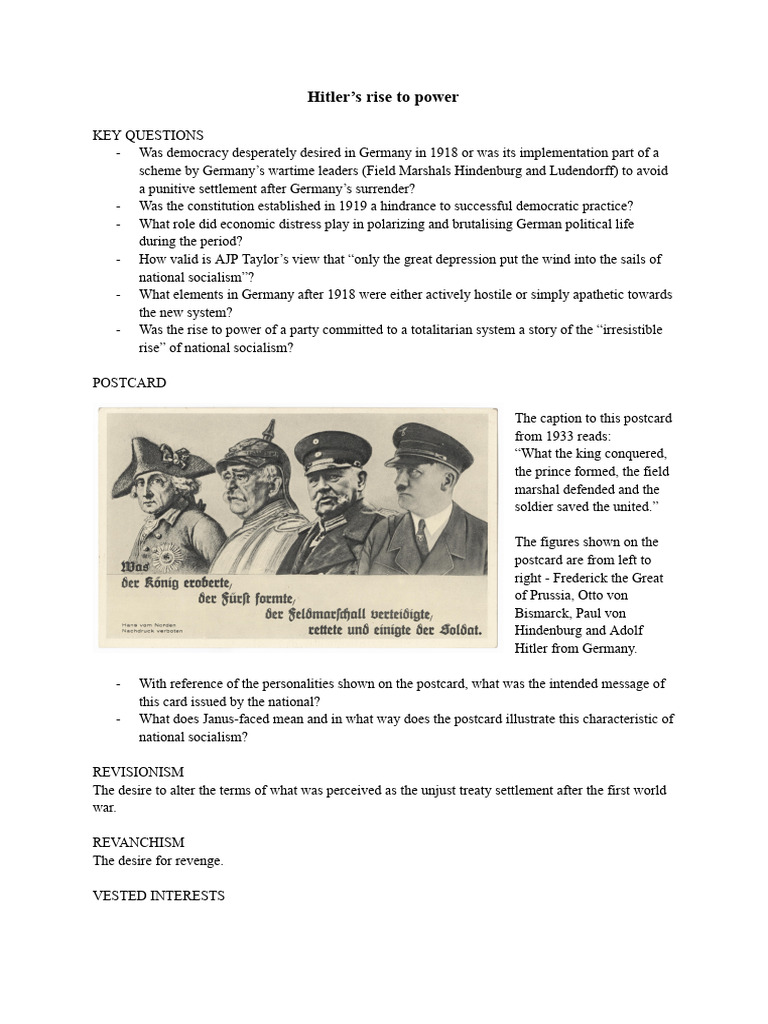 Hitler's Rise To Power | PDF | Weimar Republic | Politics Of Germany