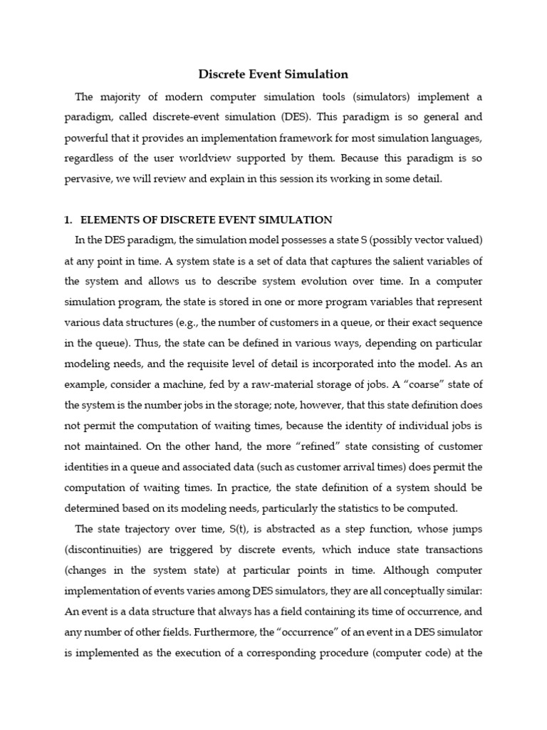 Discrete Event Simulation | PDF | Simulation | Computing