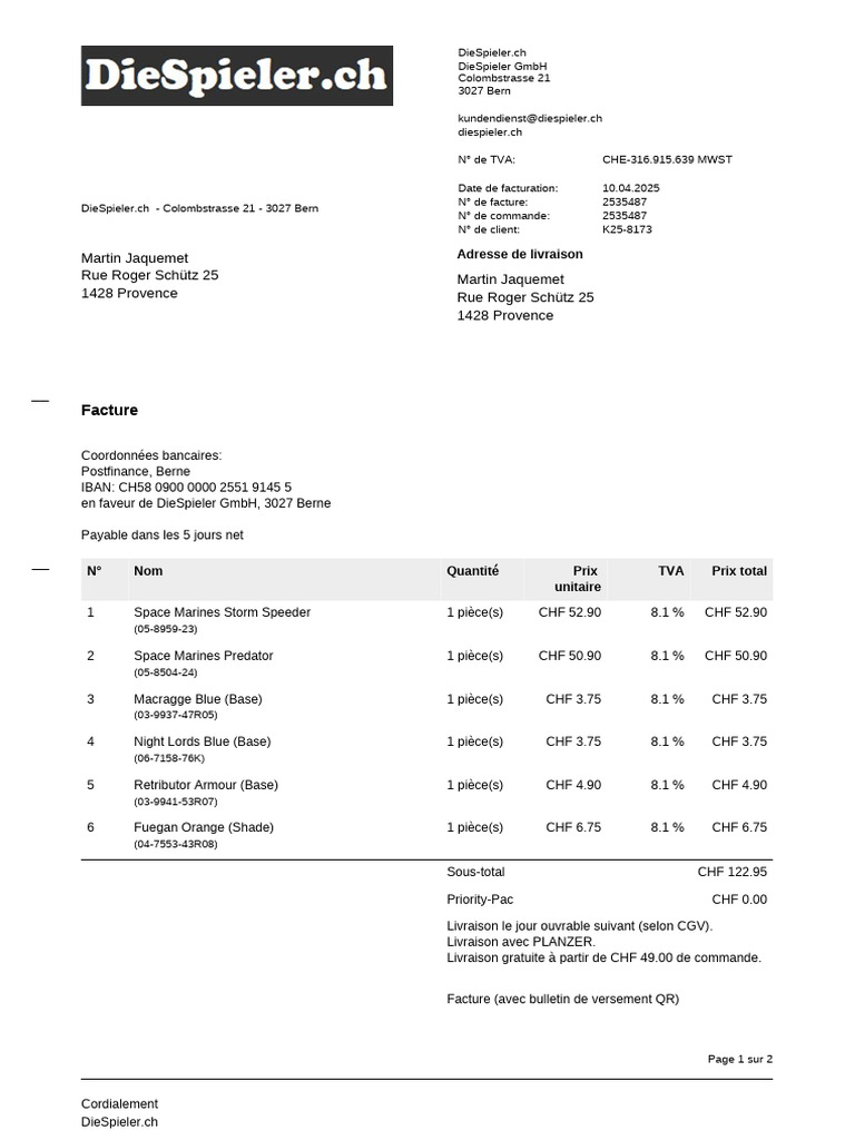 Facture 2535487 | PDF | Facture | Documents commerciaux