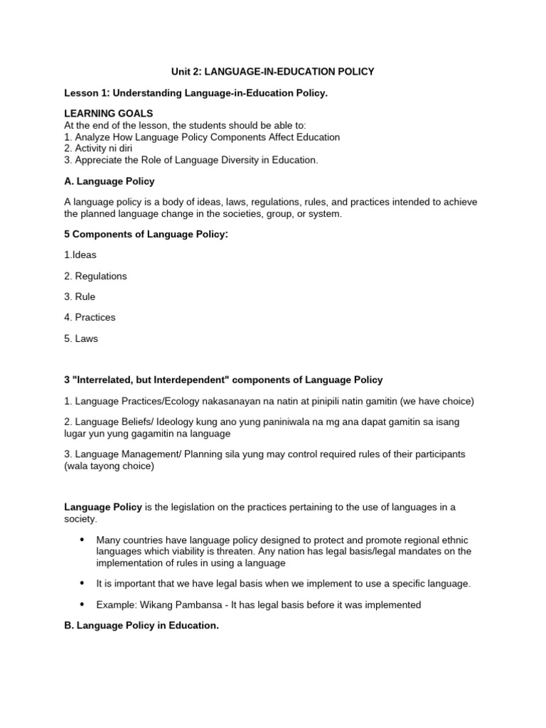 Understanding Language-in-Education Policy | PDF | Multilingualism | Policy