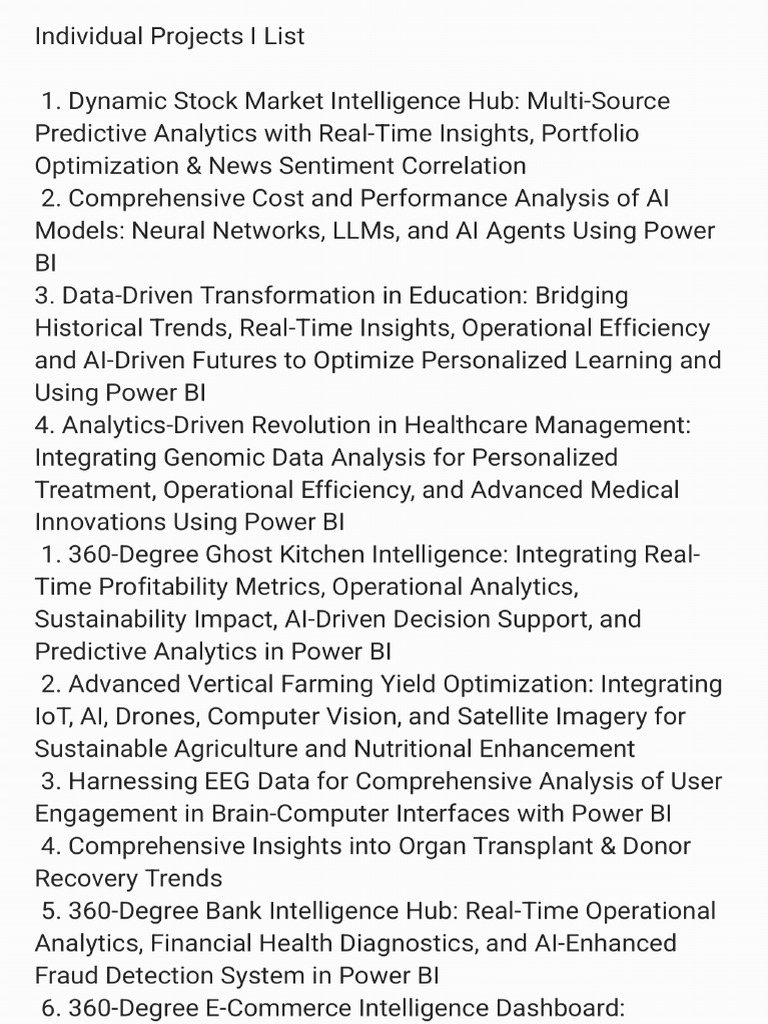 FinTech 5th Semester Power BI Project List | PDF
