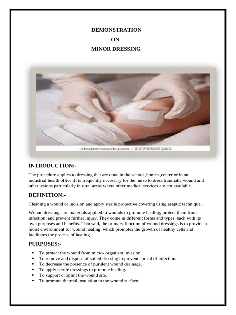 Minor Wound Dressing Procedure Guide | PDF | Wound | Wound Healing