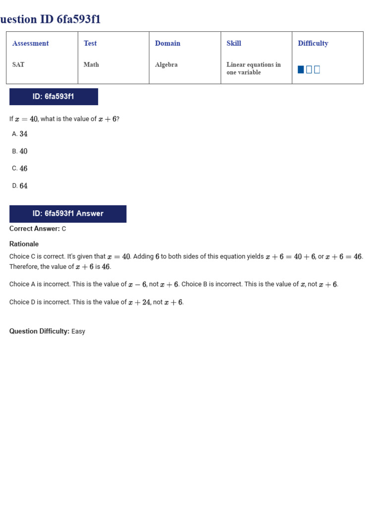 [SSQB - MATH] EASY | PDF | Equations | Algebra