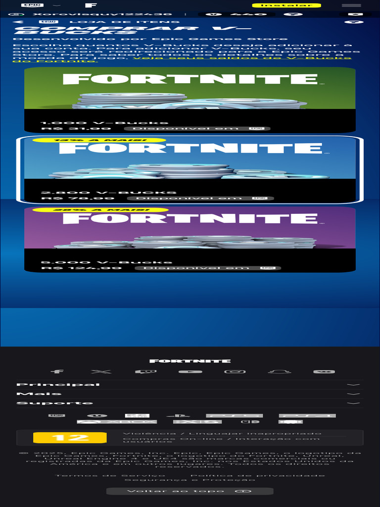 Comprar V-Bucks na Epic Games Store | PDF