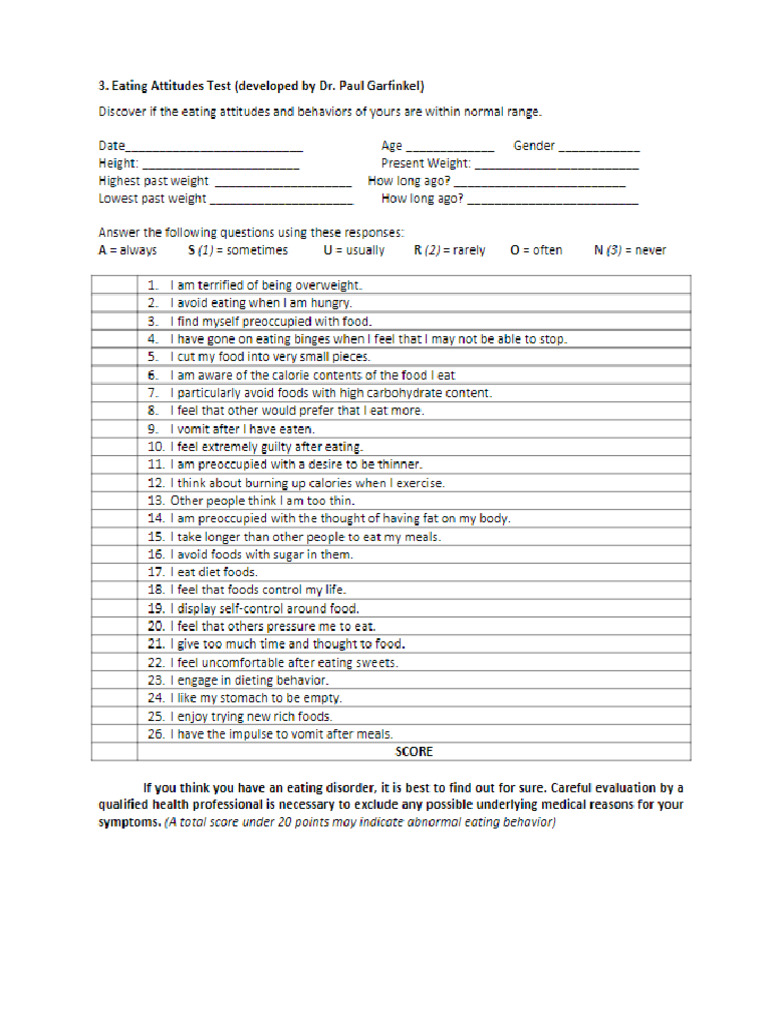 EatingAttitudes Test | PDF