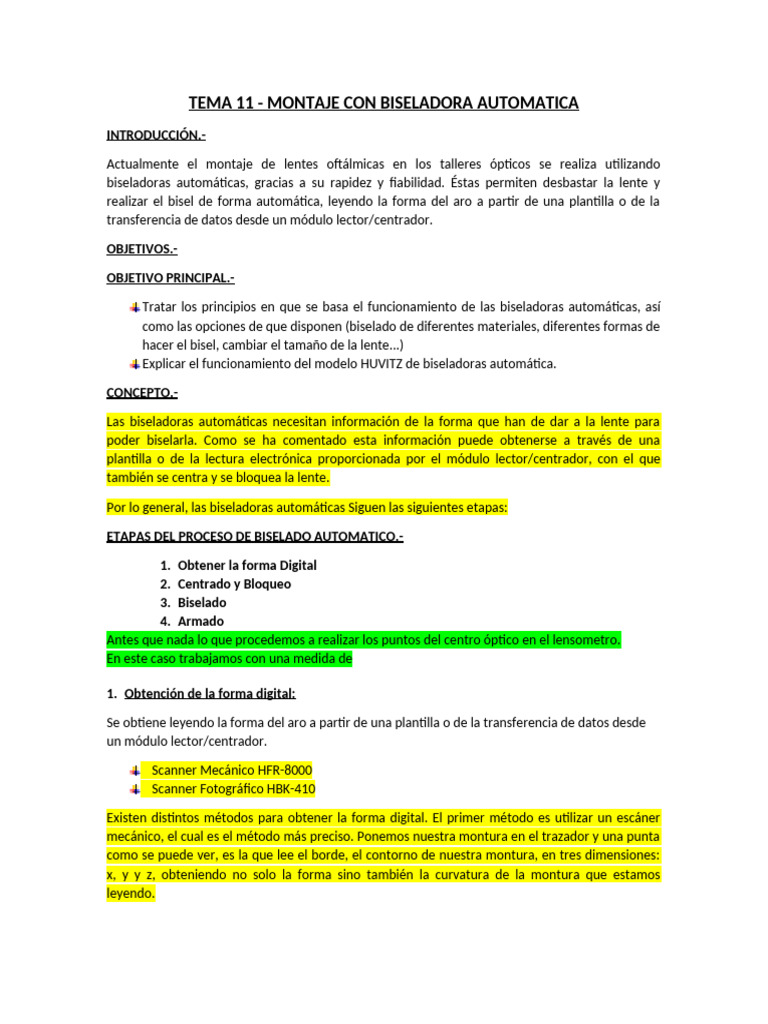 Montaje Con Biseladora Automatica | PDF | Lentes | Óptica