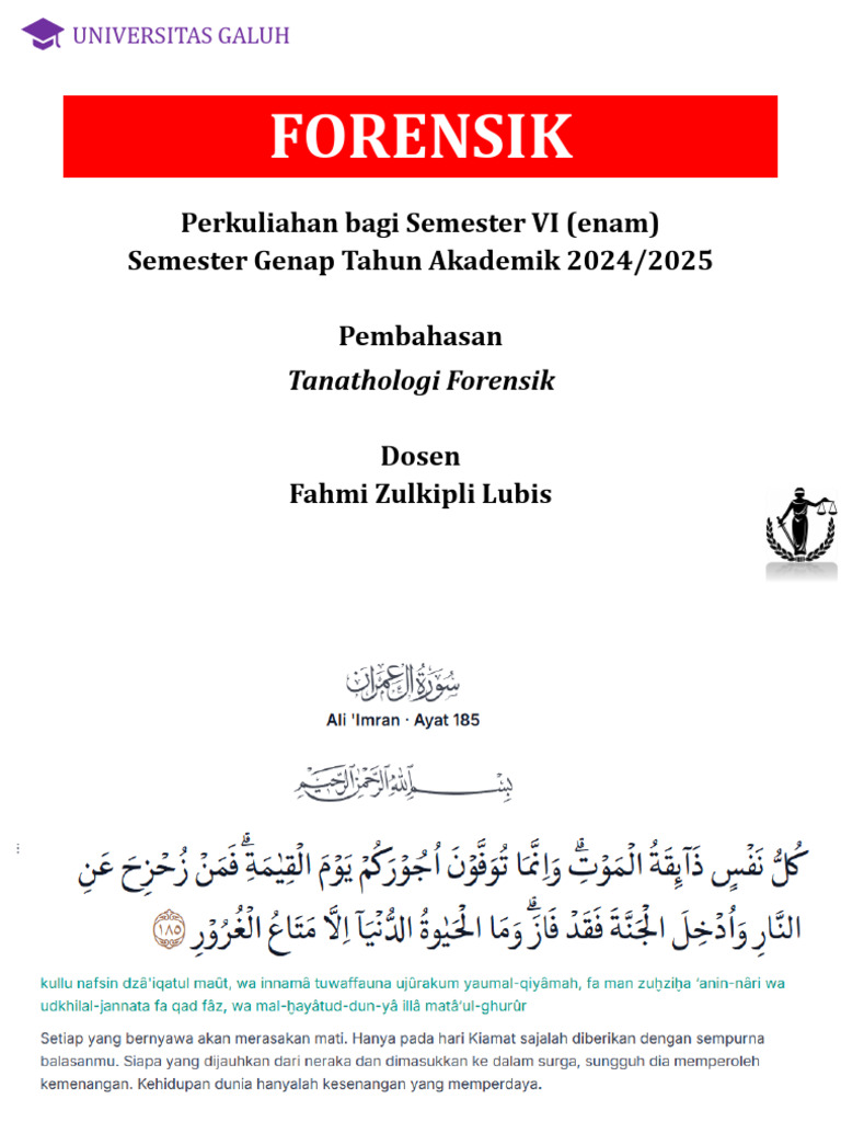 Tanatologi Forensik: Aspek Kematian | PDF